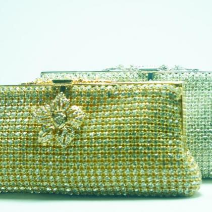 Milanblocks Fashion Clutch Flower Embossed Crystal Shineyal Party Ball ...