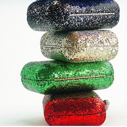 Milanblocks Sequins Blue Evening Box Clutch Designer Hasp Party Bridal ...