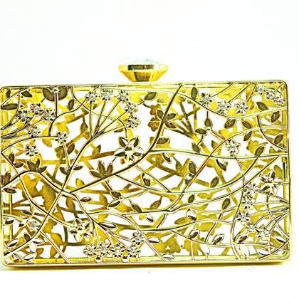 Milanblocks Gold Metallic Hardcas Evening Clutch Party Art Designer ...