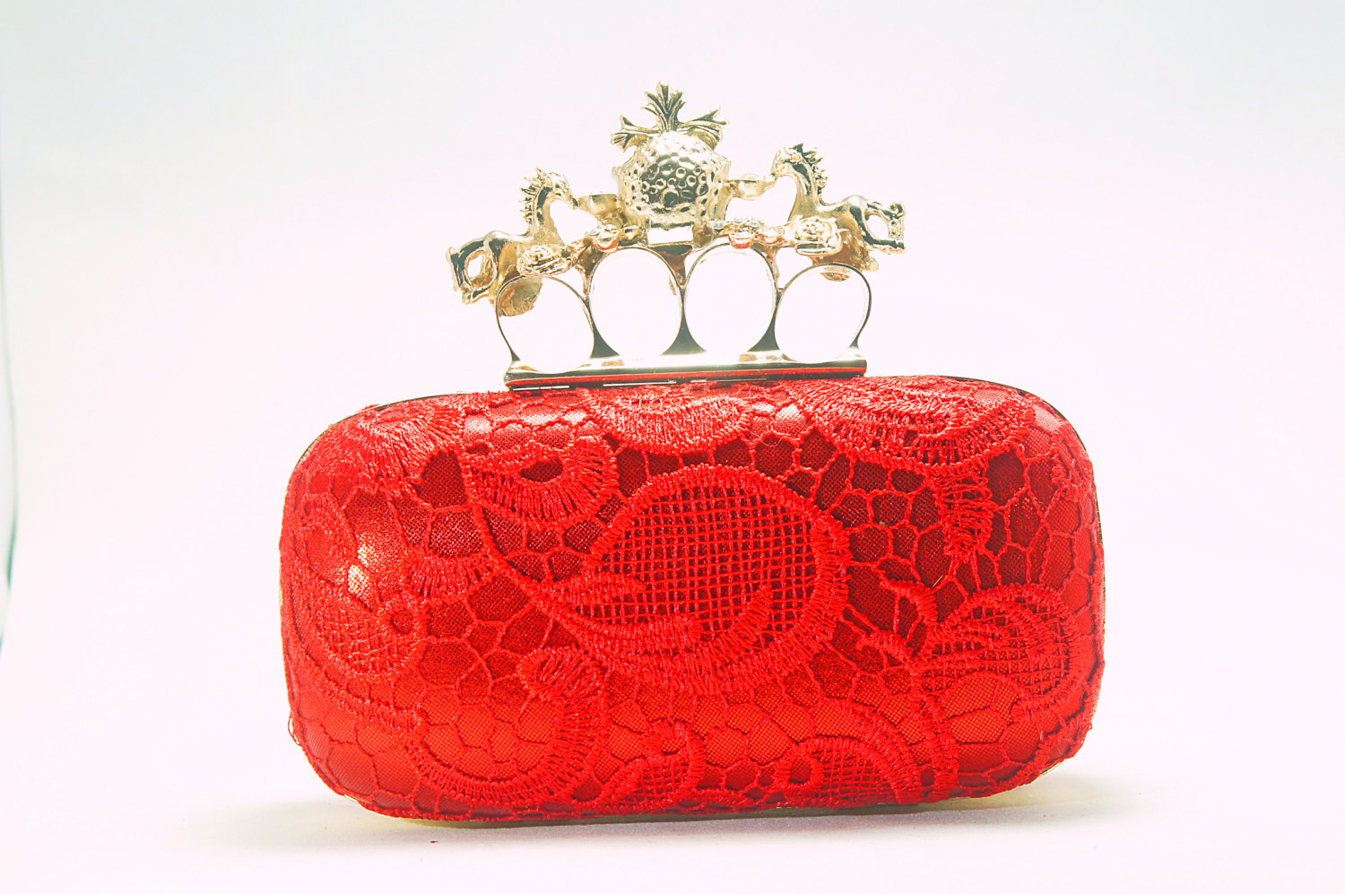 Milanblocks Minaudiere Skull Unicorn Red Lace Clutch Designer Pink ...