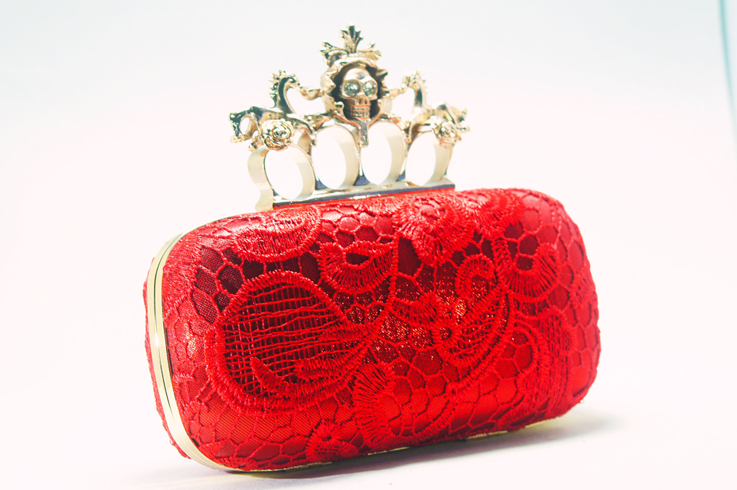 Milanblocks Minaudiere Skull Unicorn Red Lace Clutch Designer Pink ...