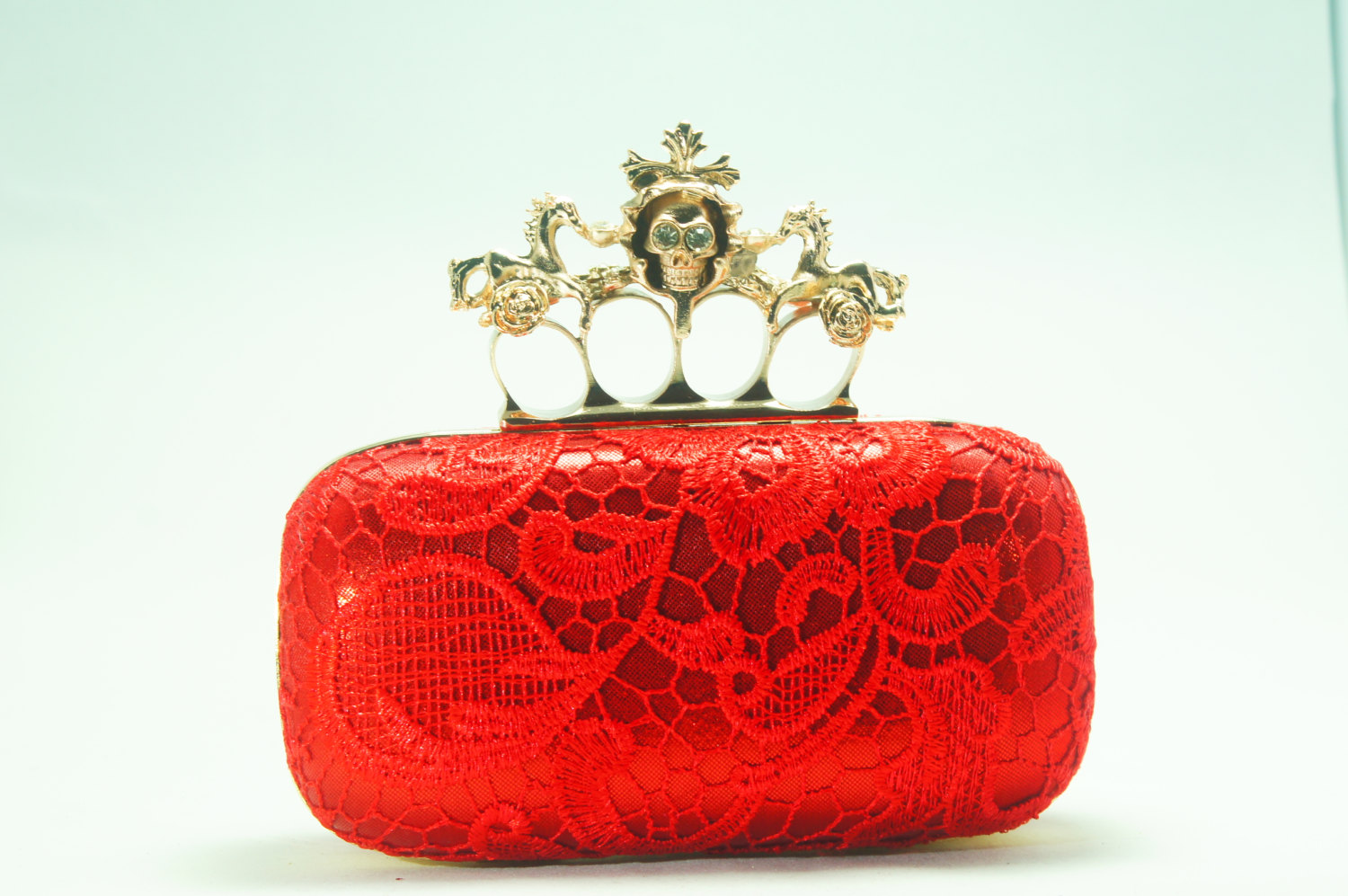 Milanblocks Minaudiere Skull Unicorn Red Lace Clutch Designer Pink ...