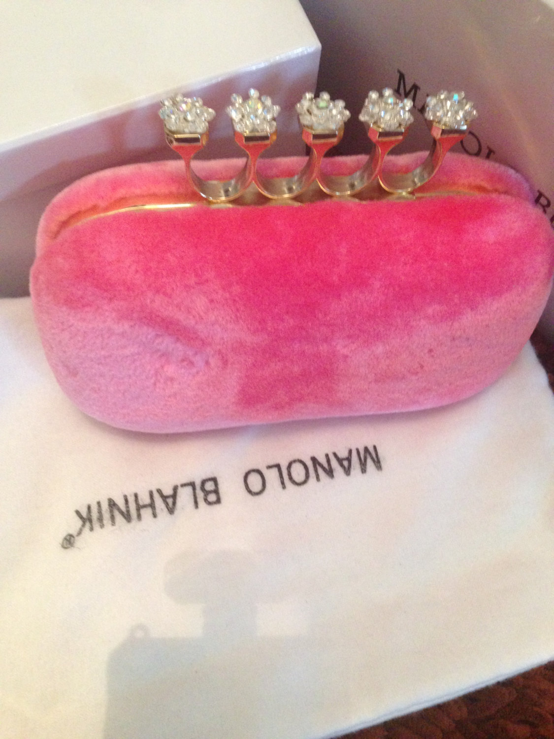 Flower Crystal Diy Faux Pink Fur Box Clutch Duster Bridal Ring Box ...